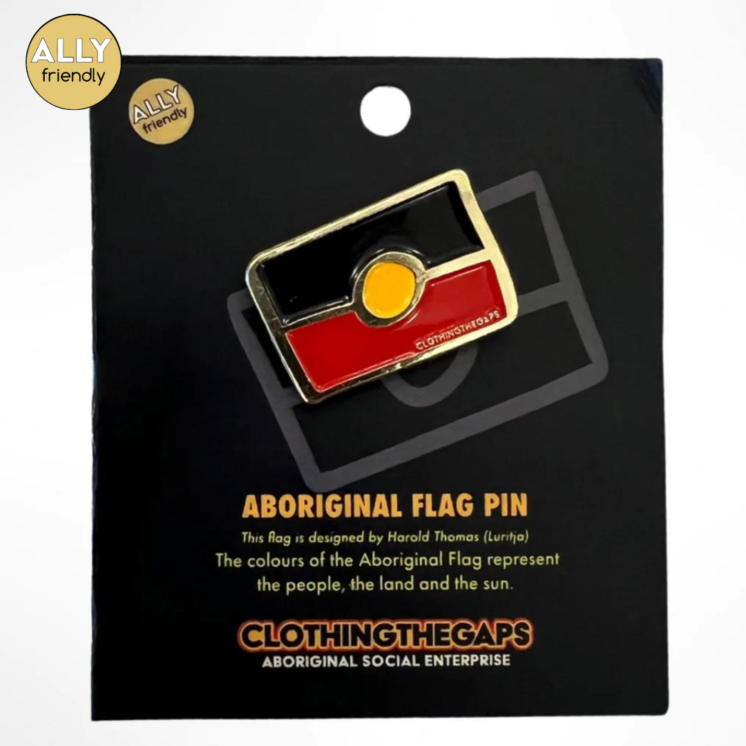 Clothing the Gaps Aboriginal Flag Pin – Purpose Precinct